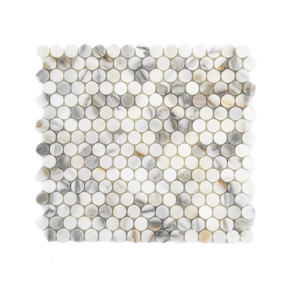 Buy Calacatta Gold Marble Penny Round Mosaic MosaiCenter