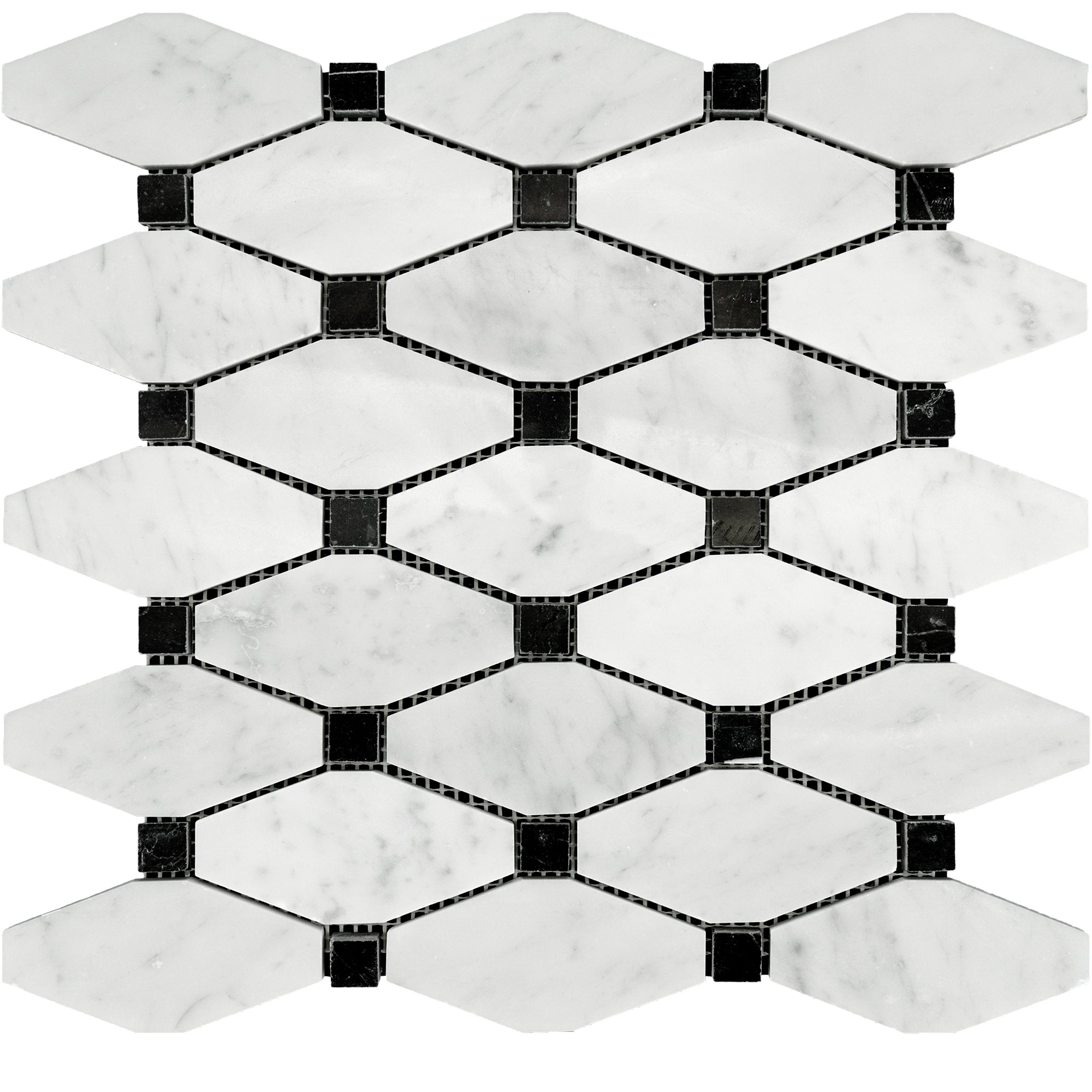 Carrara White Marble Octave With Black Dot MosaiCenter