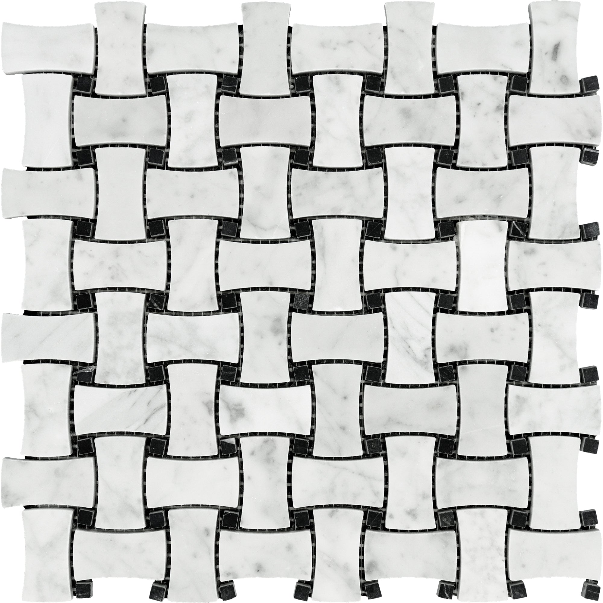Carrara White Marble Dog Bone Black Mosaic MosaiCenter
